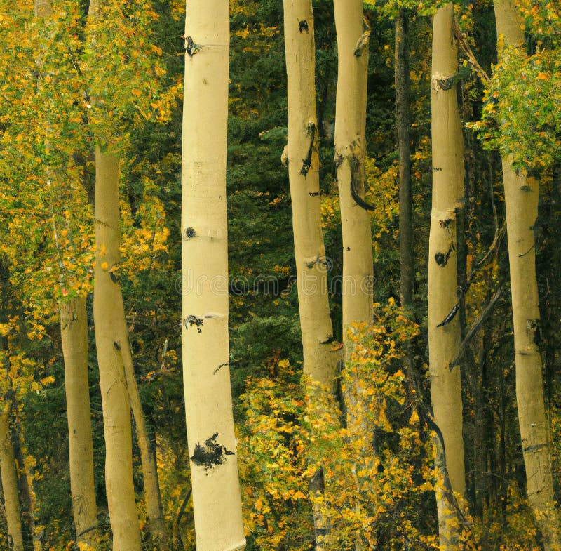 General View of Aspen Trees and Green Leaves in Forest Stock Image ...