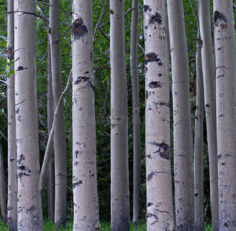 General View of Aspen Trees and Green Leaves in Forest Stock Photo ...