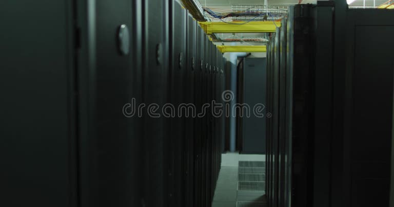 General View of Black Servers in Row in Empty Server Room Stock Image ...