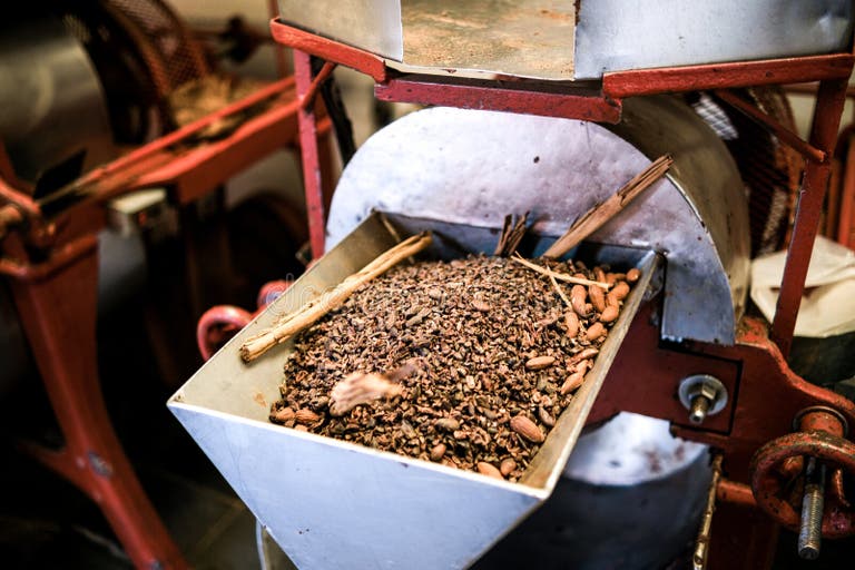 General View of Cocoa Seeds in Grinding Machine Stock Photo - Image of ...