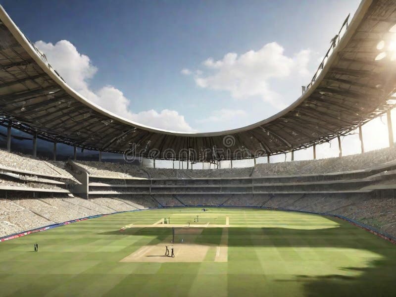 General View of Cricket Stadium and Sky with Clouds Created Stock ...