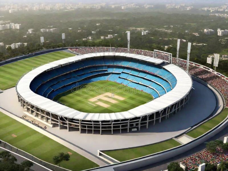 General View of Cricket Stadium and Sky with Clouds Created Stock ...
