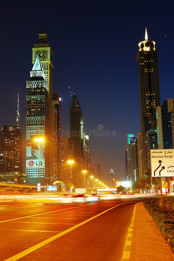 General View of Dubai at Night Editorial Stock Photo - Image of ...