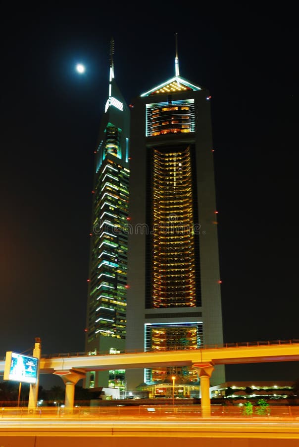 General View of Dubai at Night Editorial Image - Image of hotel ...