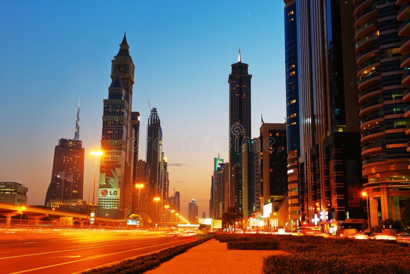 General View of Dubai at Night Editorial Photography - Image of ...