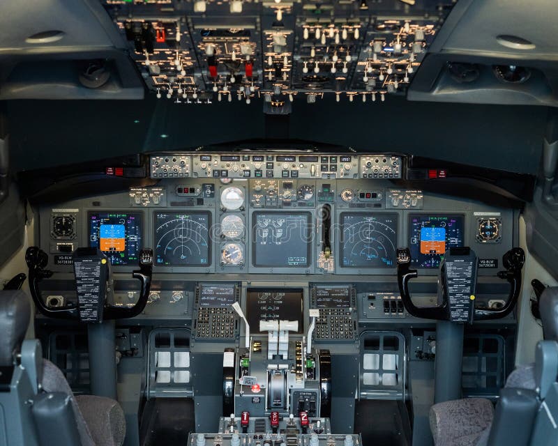 General View of the Empty Cockpit Cockpit. Commercial Flight Simulator ...
