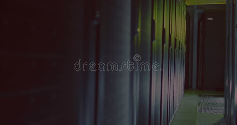 General View of Empty Server Room with Multiple Black Servers Stock ...