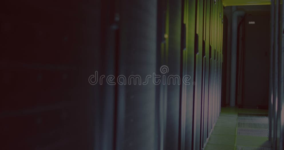 General View of Empty Server Room with Multiple Black Servers Stock ...