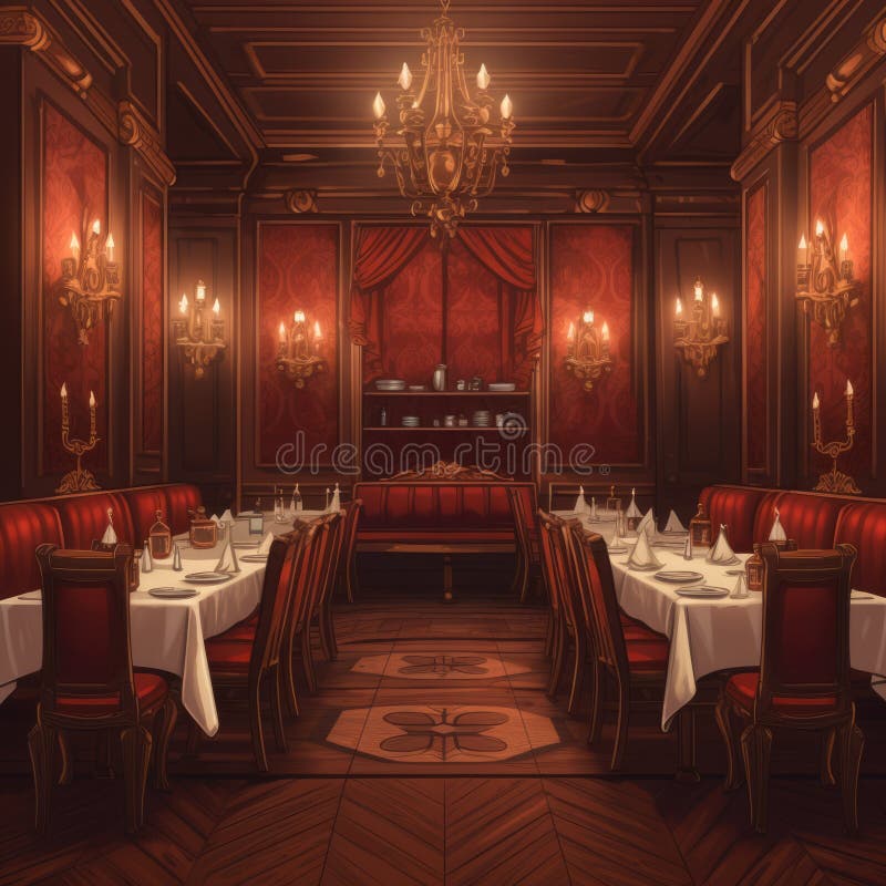 General View of Fancy Traditional Restaurant Interiors, Created Using ...