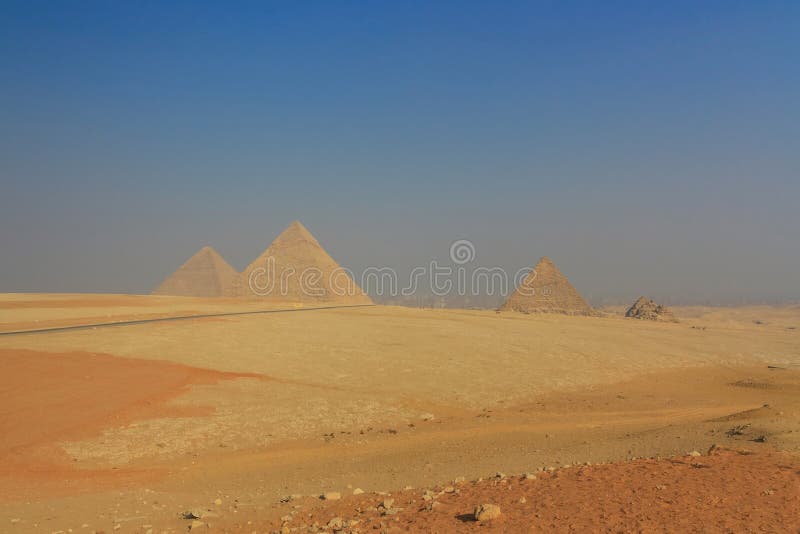 General View of the Giza Pyramids in Cairo. Egypt Stock Image - Image ...