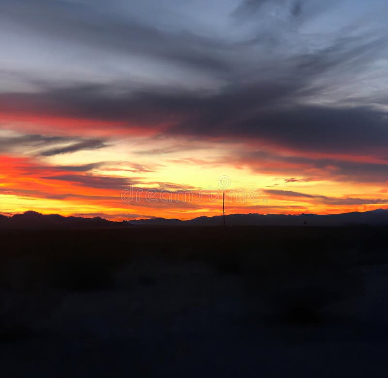 General View of Landscape with Sunset and Sky with Clouds Stock Image ...