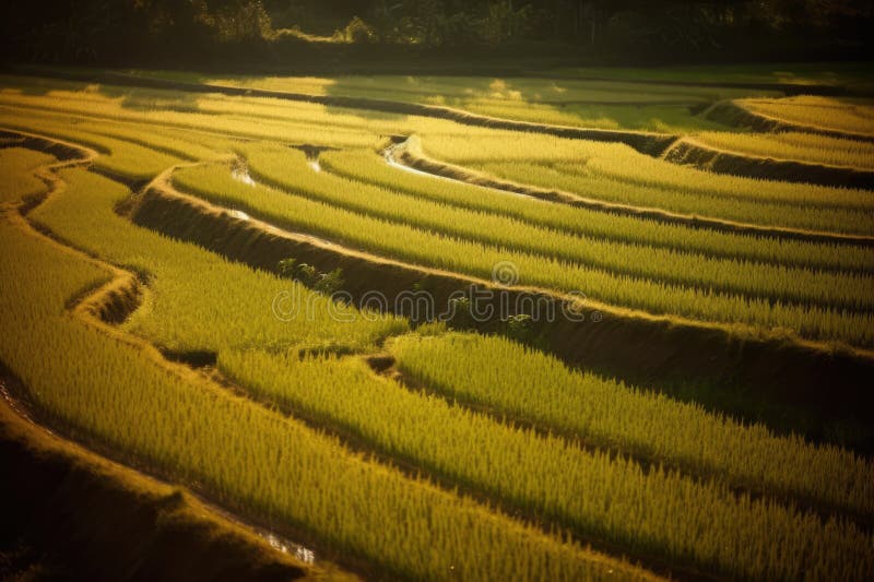 General View of Rice Fields with Trees, Created Using Generative Ai ...