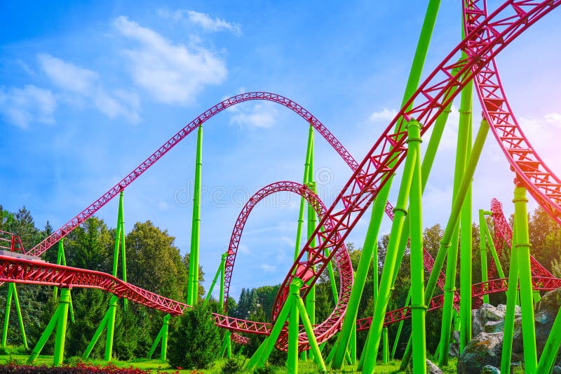 General View of the Summer Amusement Park and the Twists and Turns of ...