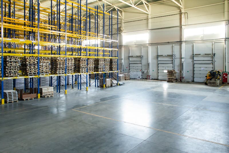 General View To the Loading Gates Inside the Warehouse.Interior of a ...