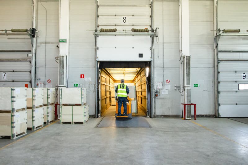 General View To the Loading Gates Inside the Warehouse.Interior of a ...