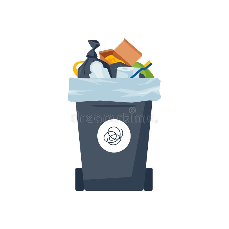 General Waste, Bin with Residual Garbage, Vector Stock Illustration ...