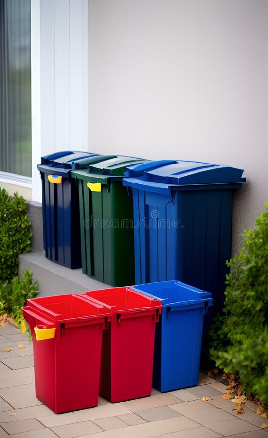 General Waste Bins in Different Colours Stock Illustration ...