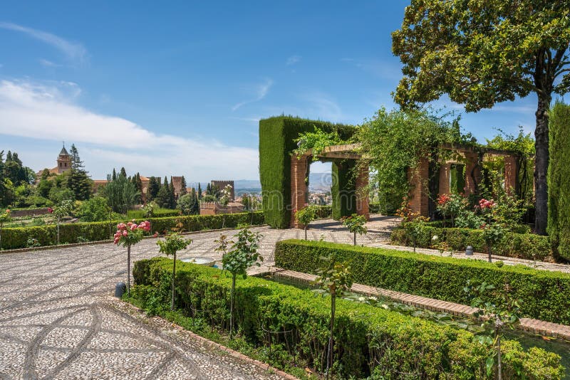 Generalife Gardens of Alhambra - Granada, Andalusia, Spain Editorial ...