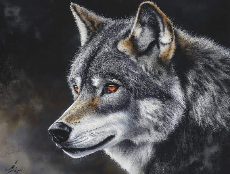 An Alpha Wolf with Piercing Red Eyes that Glow Vividly in the Darkness ...