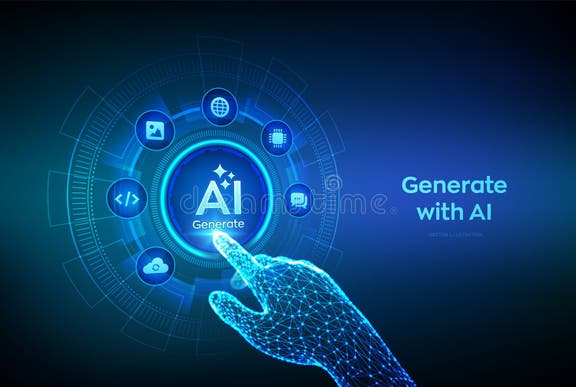 Generate with AI Button. Artificial Intelligence and Machine Learning ...