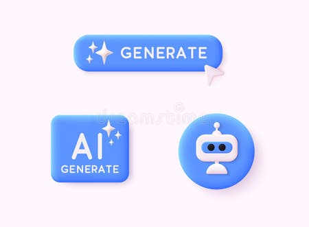 Generate AI Buttons Icons. AI Stars Icon. Artificial Intelligence Logo ...