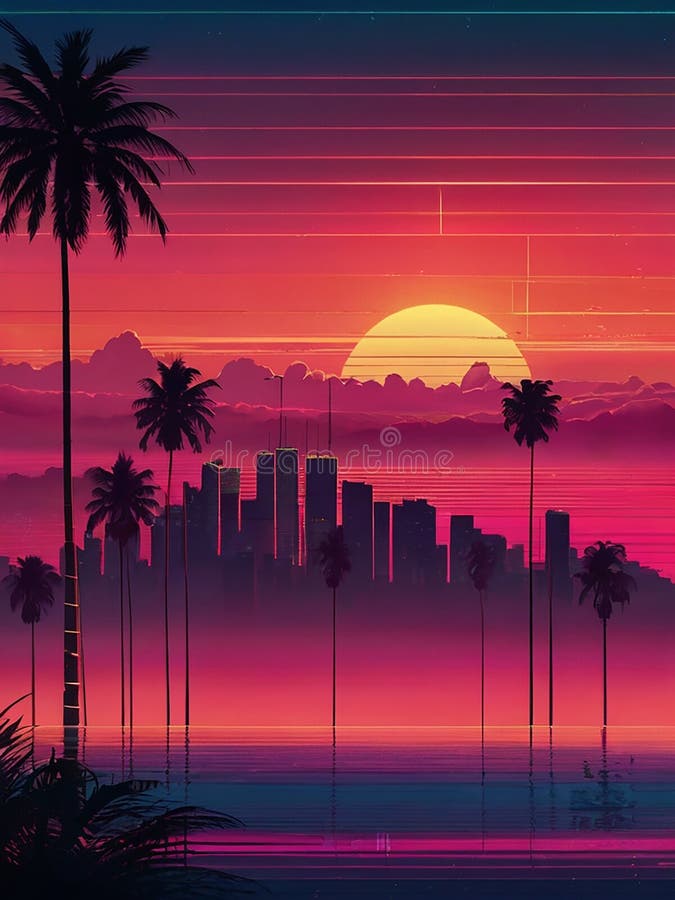 Synthwave Cityscape Stock Illustrations – 1,318 Synthwave Cityscape ...