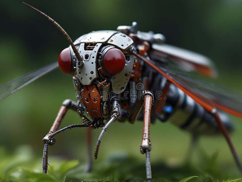 Mosquito Robot Close Up and Detail Stock Illustration - Illustration of ...