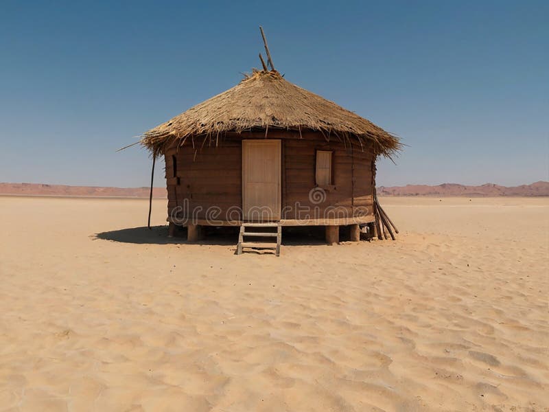 Old hut in the arid desert stock illustration. Illustration of deserted ...
