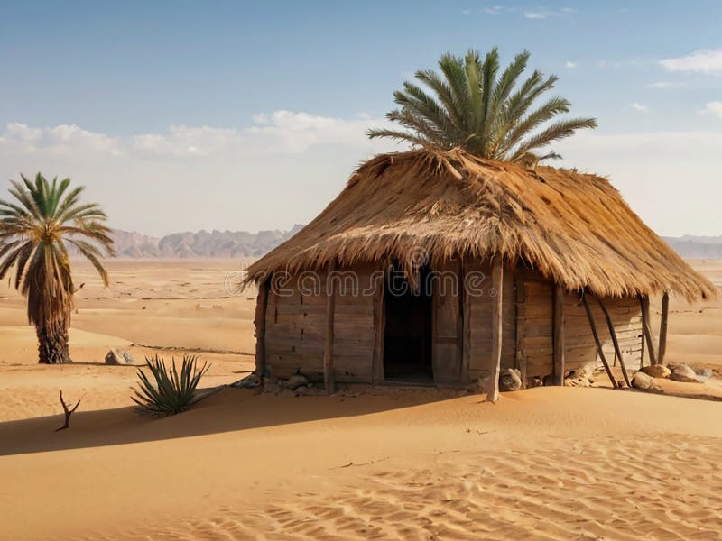 Old hut in the arid desert stock illustration. Illustration of arid ...