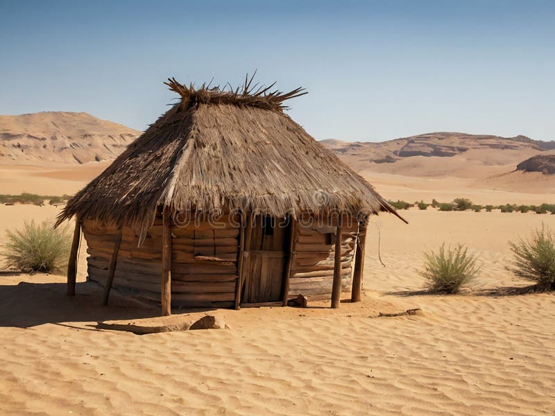 Old hut in the arid desert stock illustration. Illustration of ...