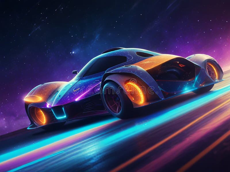 A Racing Car on a Track in Outer Space Stock Illustration ...