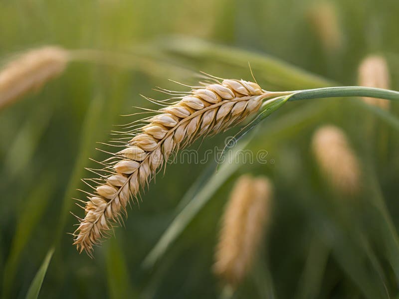 Sprig of Wheat, Blurred Background Stock Illustration - Illustration of ...