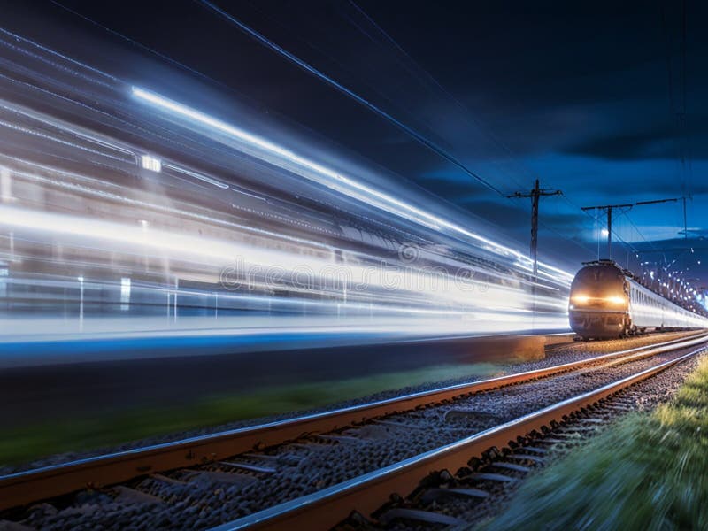 A Train Was Taken Using Long Exposure Photography Techniques Stock ...