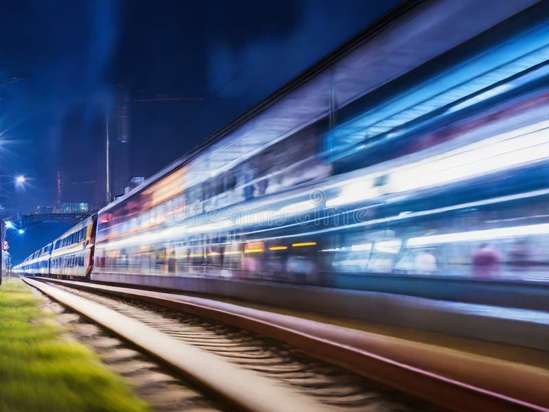 A Train Was Taken Using Long Exposure Photography Techniques Stock ...