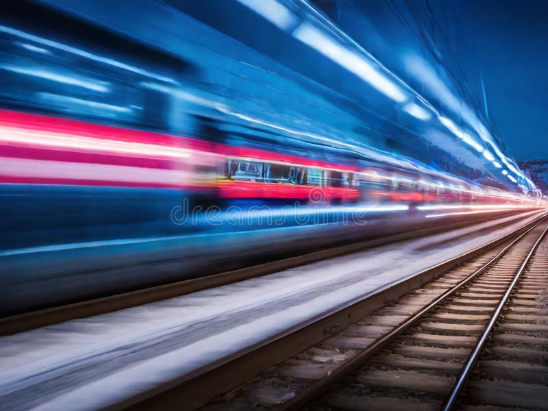 A Train Was Taken Using Long Exposure Photography Techniques Stock ...