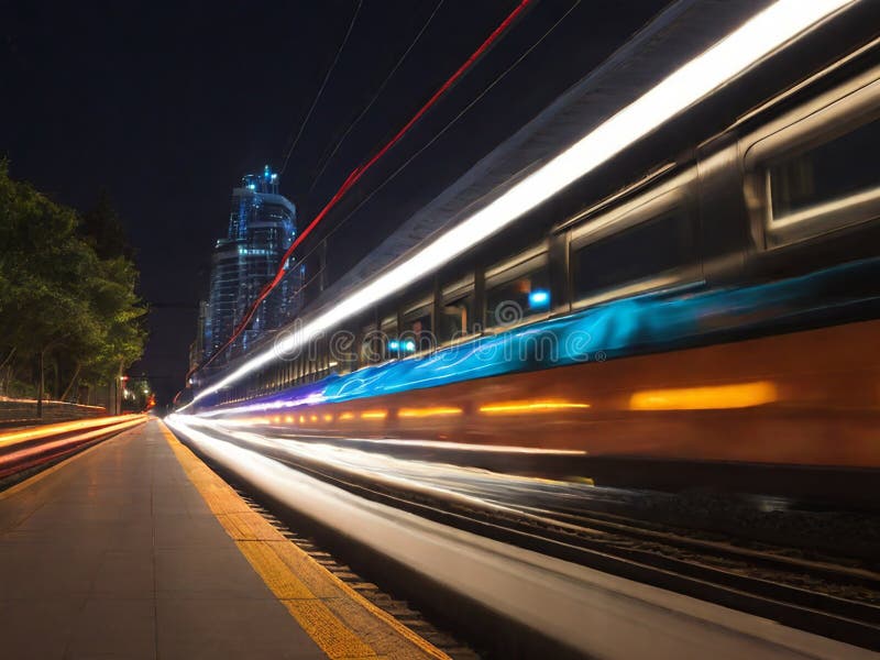 A Train Was Taken Using Long Exposure Photography Techniques Stock ...