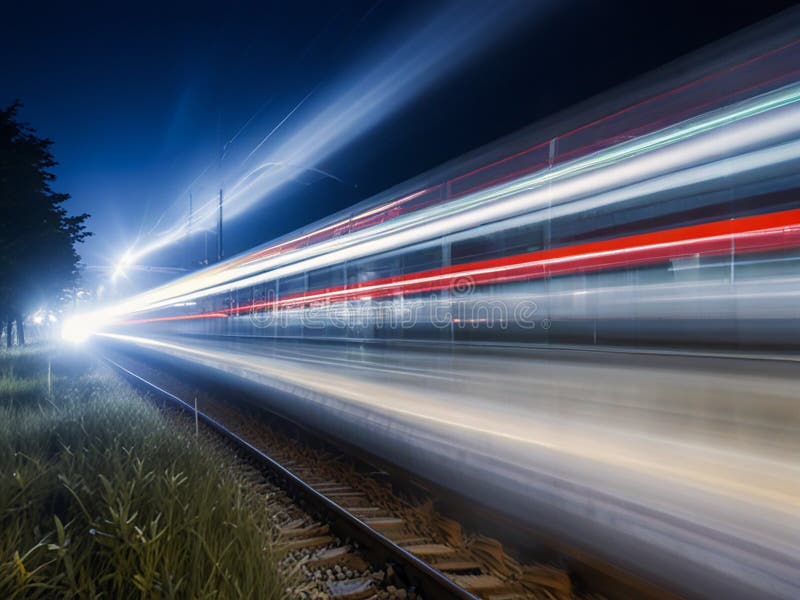 A Train Was Taken Using Long Exposure Photography Techniques Stock ...