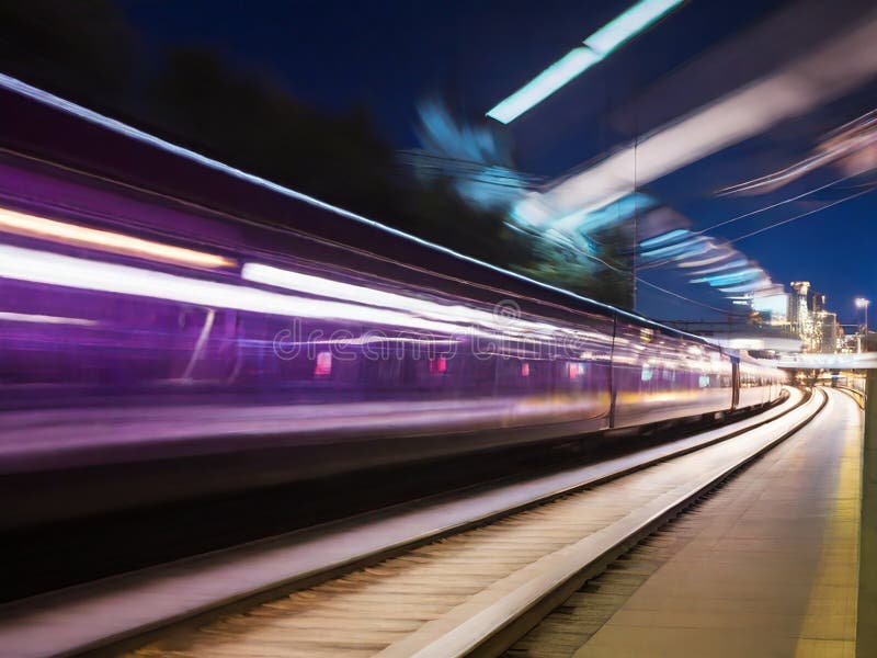 A Train Was Taken Using Long Exposure Photography Techniques Stock ...