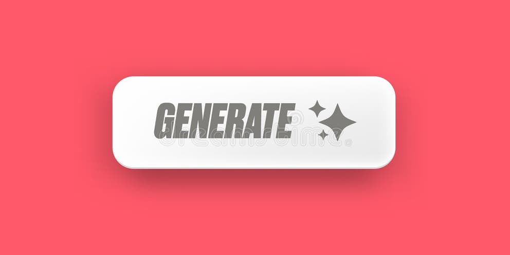 Generate Button Vector Clean White UI Element with Sparkle Icons on ...