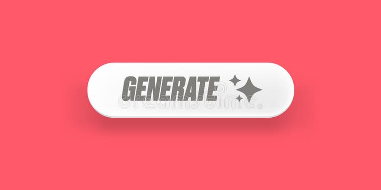 Generate Button Vector Clean White UI Element with Sparkle Icons on ...