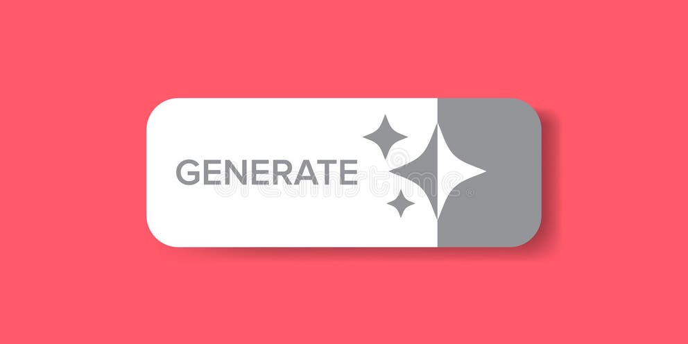 Generate Button Vector Clean White UI Element with Sparkle Icons on ...