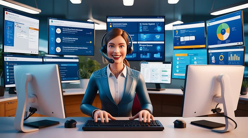 Generate a 3D Visualization of a Call Center Representation with ...