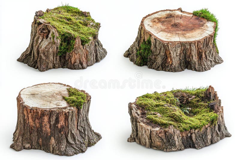 Generate a High-quality Digital Image of Four Different Tree Stumps ...
