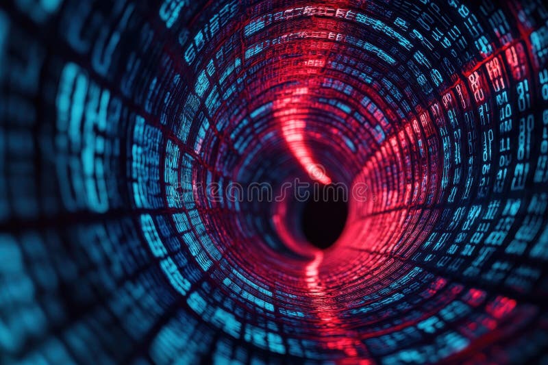 Generate a High-quality Digital Image of a Tunnel Made of Binary Code Stock Illustration ...