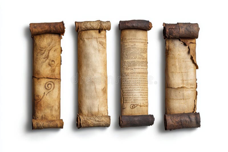 Generate a High-resolution Digital Image of Four Ancient Scrolls Stock ...