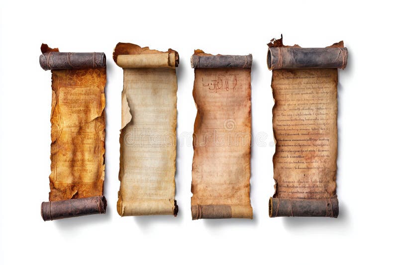 Generate a High-resolution Digital Image of Four Ancient Scrolls Stock ...