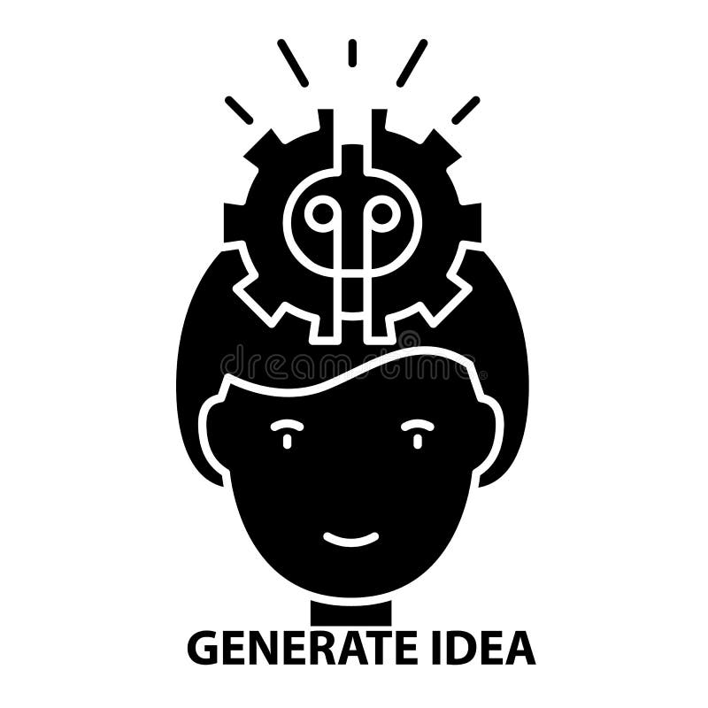 Generate Idea Icon, Black Vector Sign with Editable Strokes, Concept ...