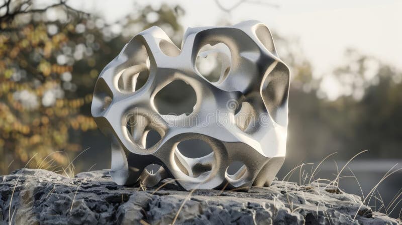 Generate an Image of an Abstract Organic Form Made of Silver Metal ...