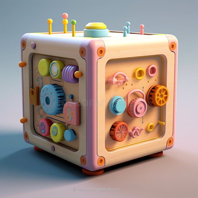 Generate an Image of a Babys Activity Cube Featuring Vari, Generative Ai Stock Illustration ...