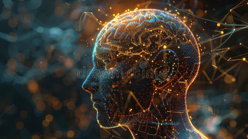 Generate an Image of a Brain Made of Glowing Particles Stock ...